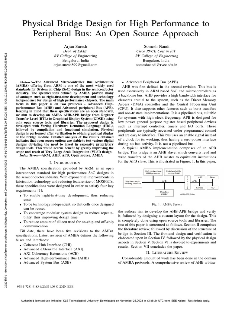 Physical Bridge Design For High Performance To Peripheral Bus An Open ...