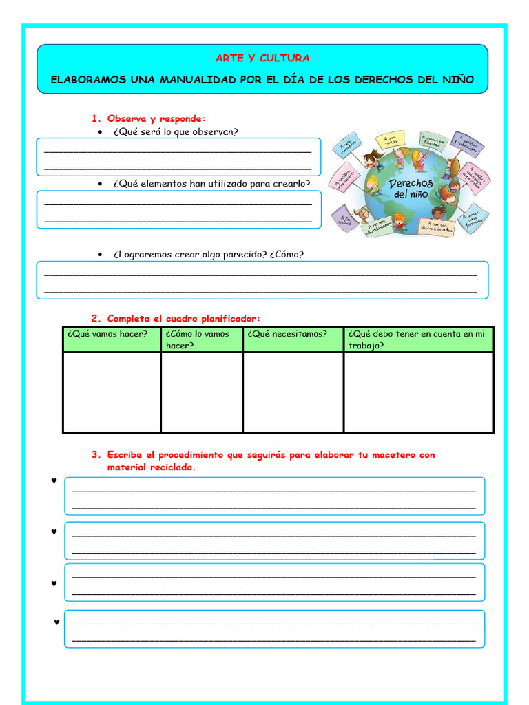 Ficha Ayc Vier 17 Manualidad Derechos Del Niño | PDF
