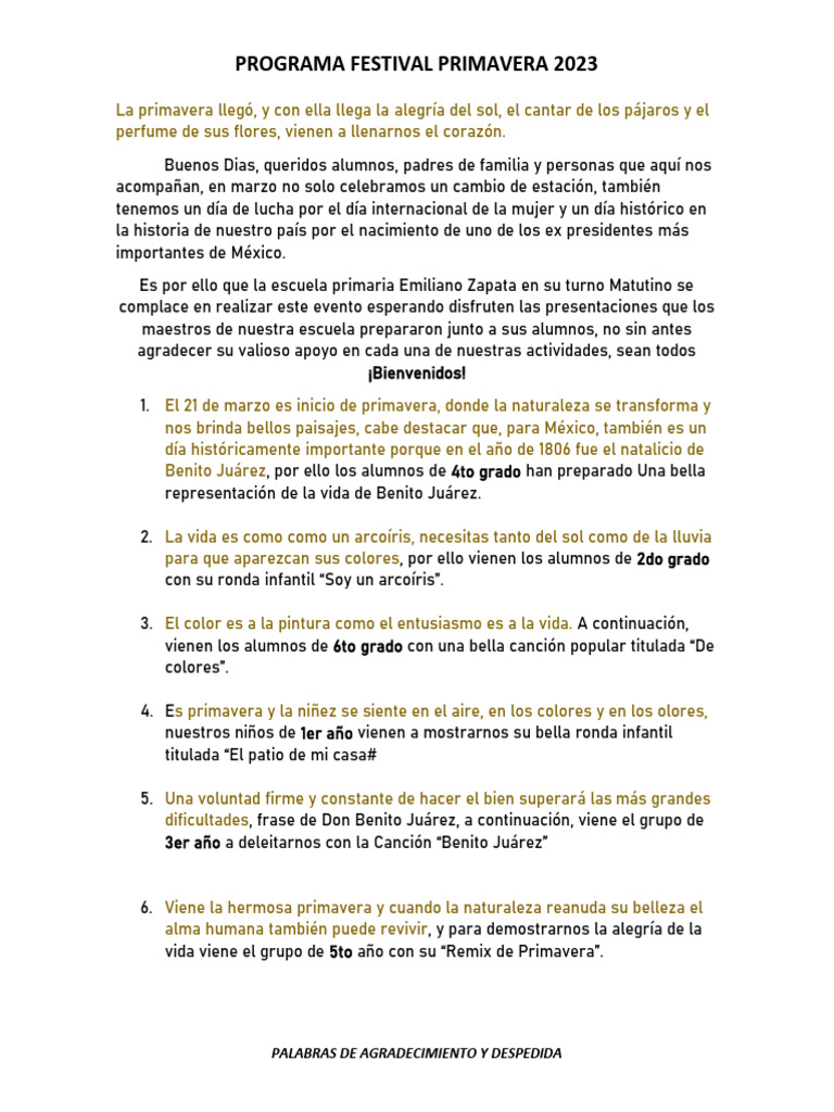 PROGRAMA PRIMAVERA | PDF