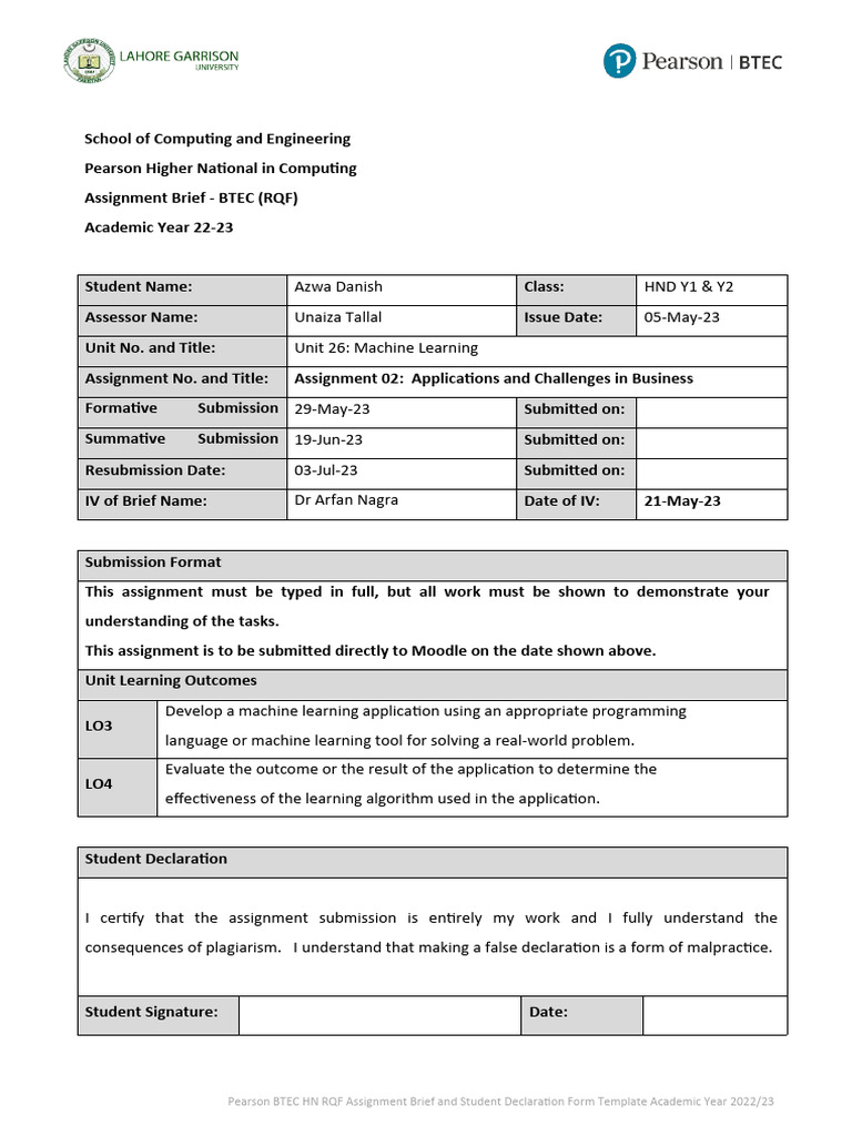 Unit 26 Machine Learning - Assignment 02 | PDF | Machine Learning ...