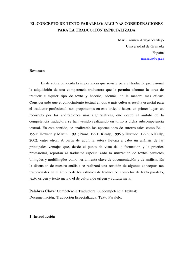 El Concepto de Texto Paralelo | PDF | Traducciones | Conocimiento