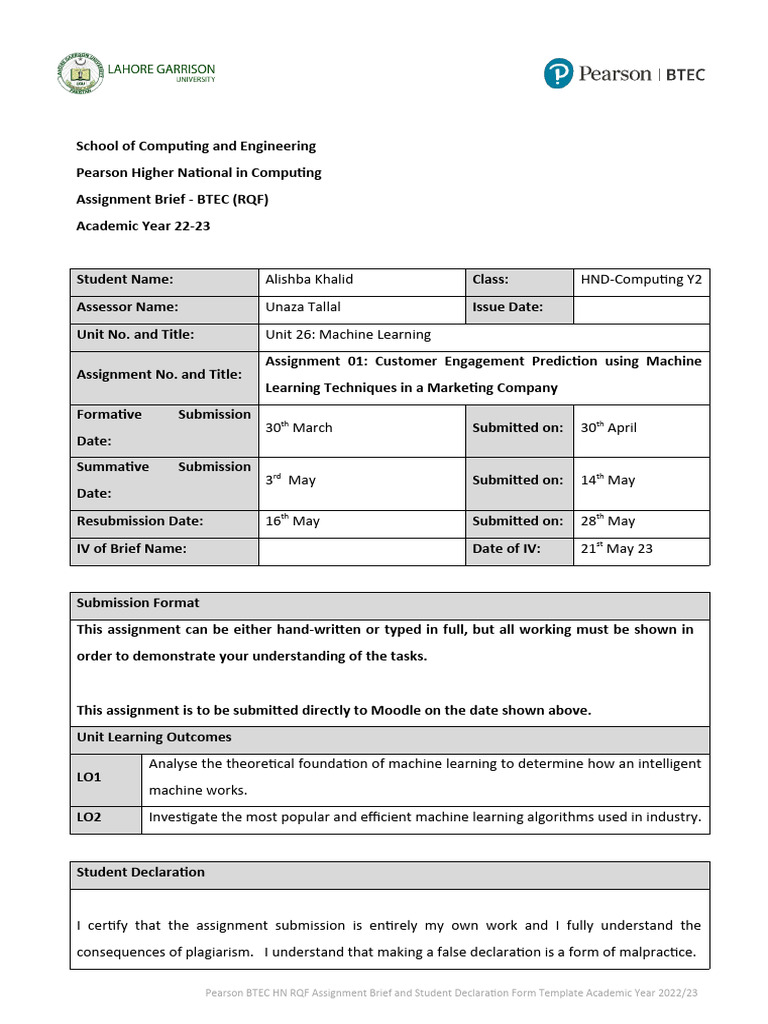 Unit 26 Machine Learning Assignment 01 1 Alish Download Free Pdf Machine