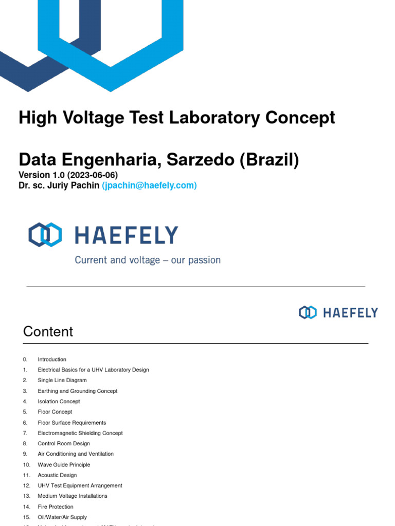 2023-06 High Voltage Test Laboratory Concept Data-Engenharia V1.0 | PDF ...