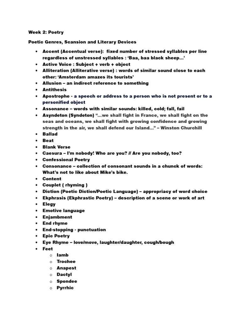 Poetry Glossary | PDF