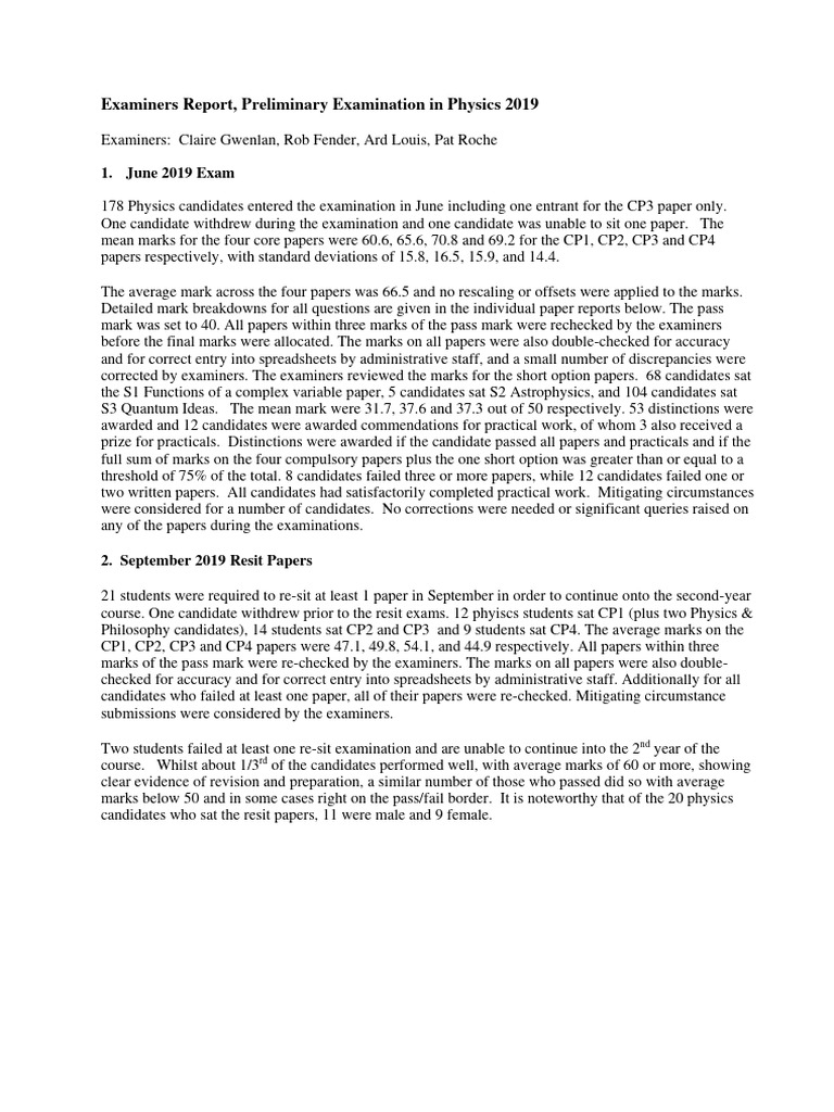 Prelims Examiners Report 2019 | PDF | Rotation Around A Fixed Axis ...