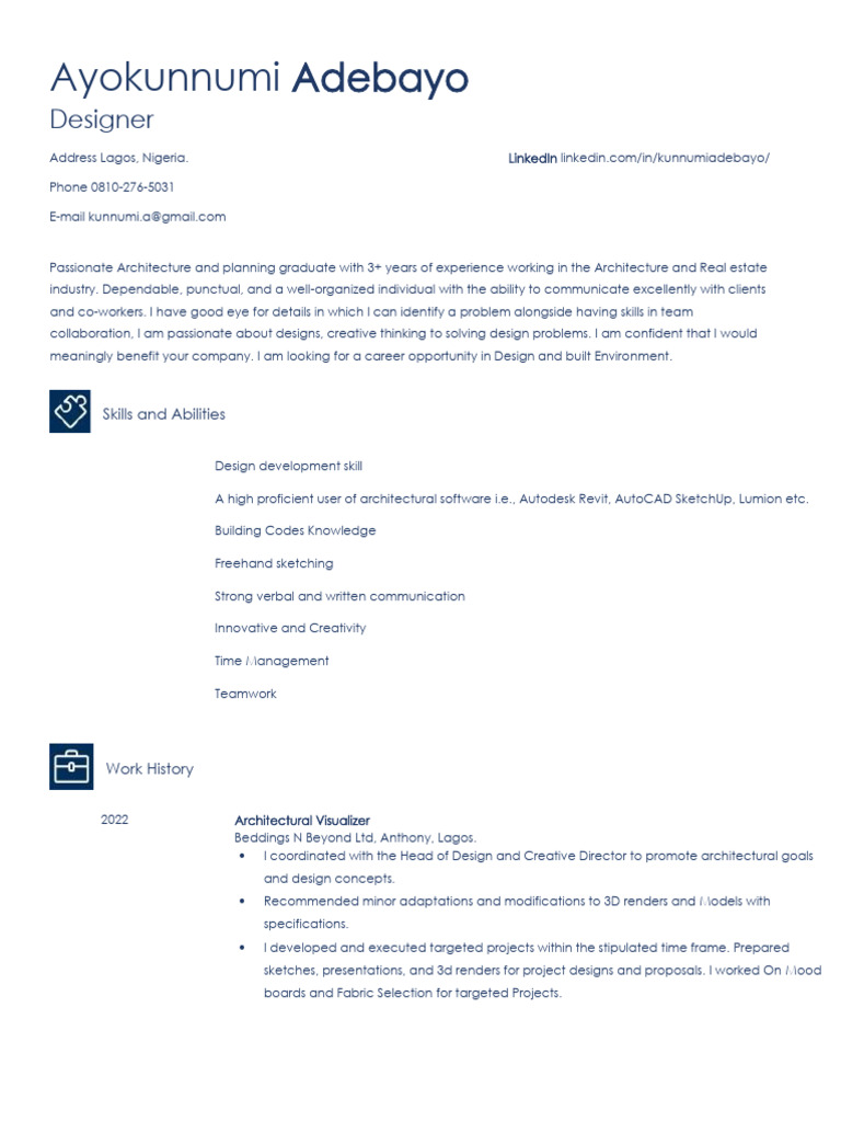 Ayokunnumi CV. | PDF | Design | 3 D Computer Graphics
