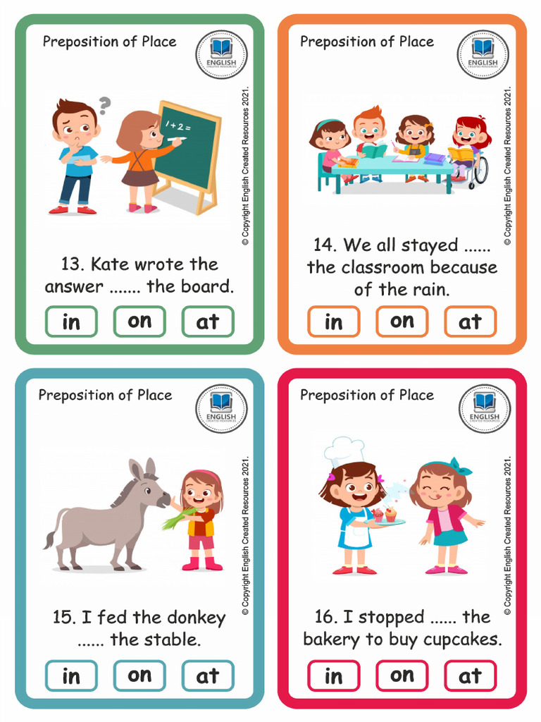 Preposition of Place Task Cards Part3 | PDF