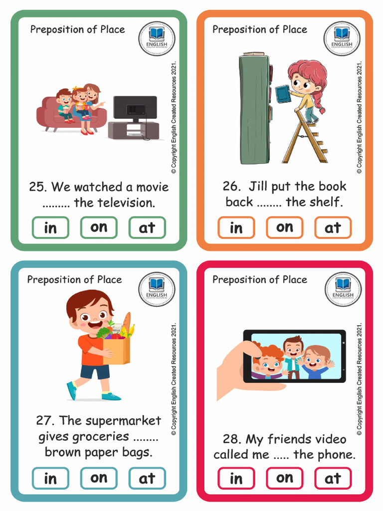 Preposition of Place Task Cards Part4 | PDF