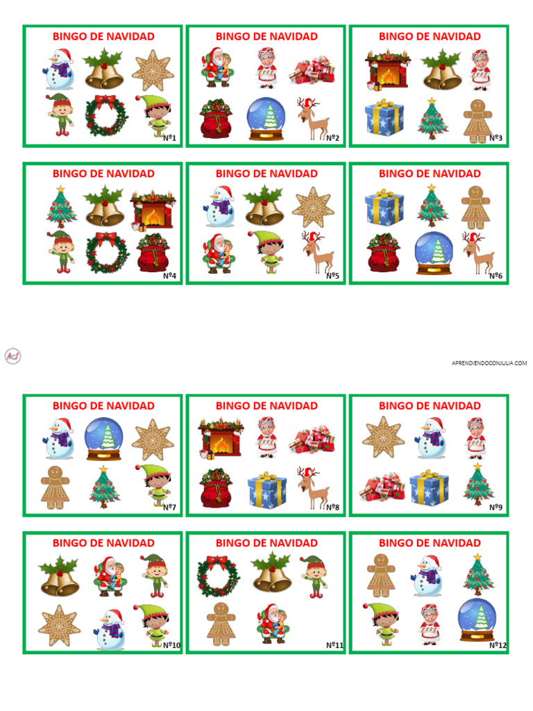 Bingo Navideño para Imprimir Gratis | PDF