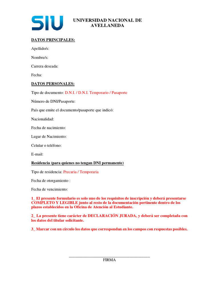 Formulario Insc. 1-2023 | PDF