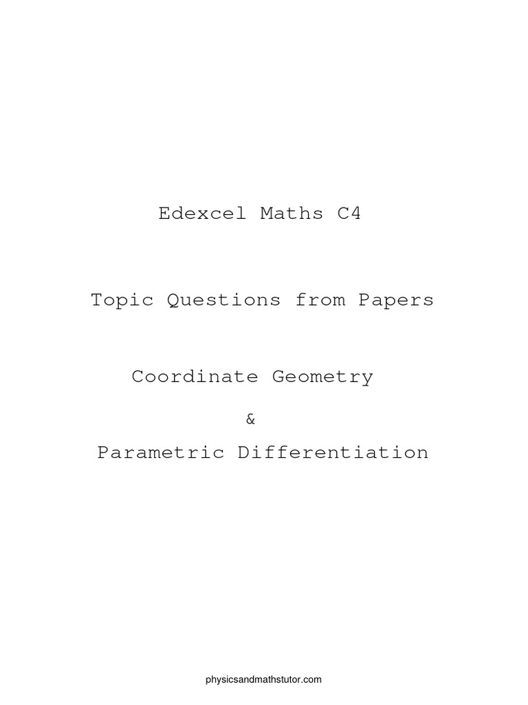 Ch.2 Coordinate Geometry & Ch.4 Parametric Differentiation | PDF ...
