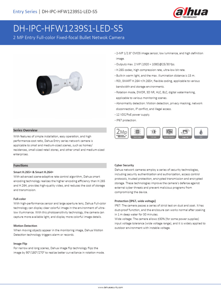 Dh Ipc Hfw1239s1 Led s5only for Jordan | PDF | Camera | Computer Network
