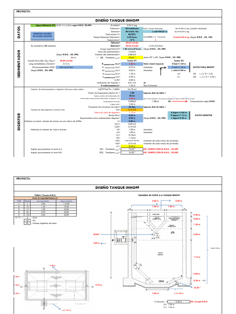 Diseño de Tanque Imhoff | PDF
