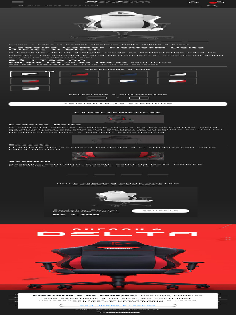 Cadeira Gamer Flexform Delta White N Black Flexform | PDF