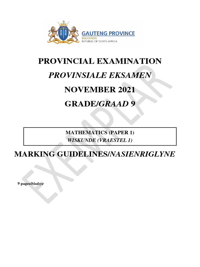 Grade 9 Mathematics Exam Guidelines | PDF