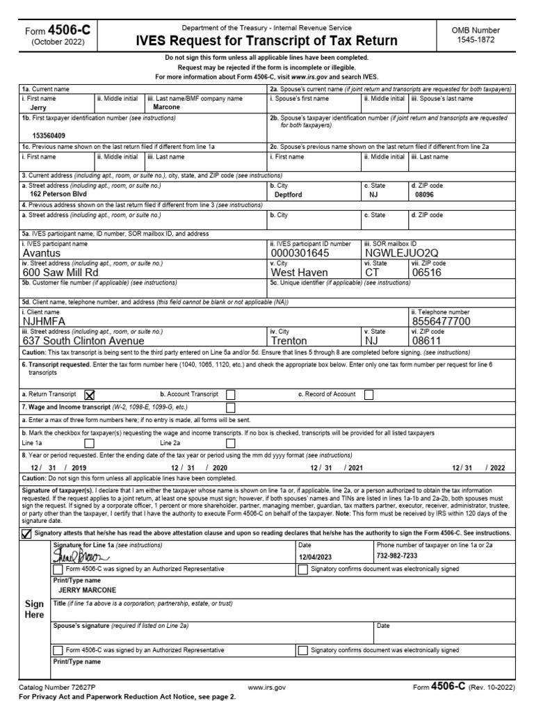 4506C Form | PDF