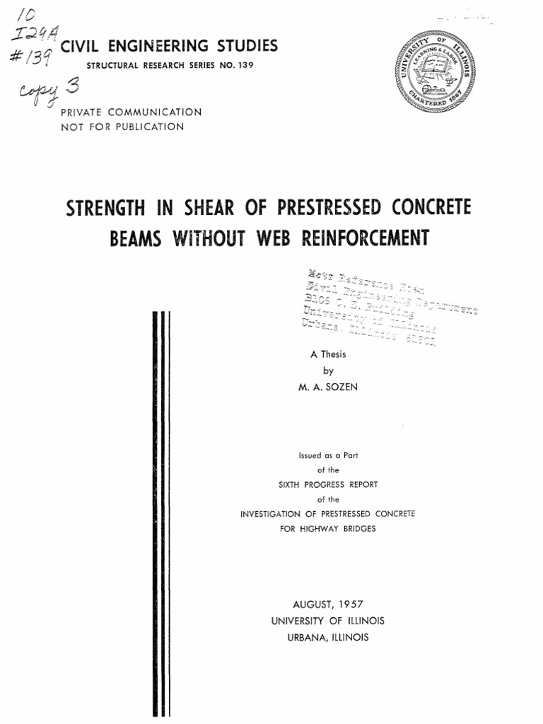 Sozen (1957) - Thesis - Strength in Shear of Prestressed Concrete Beams Without Web ...
