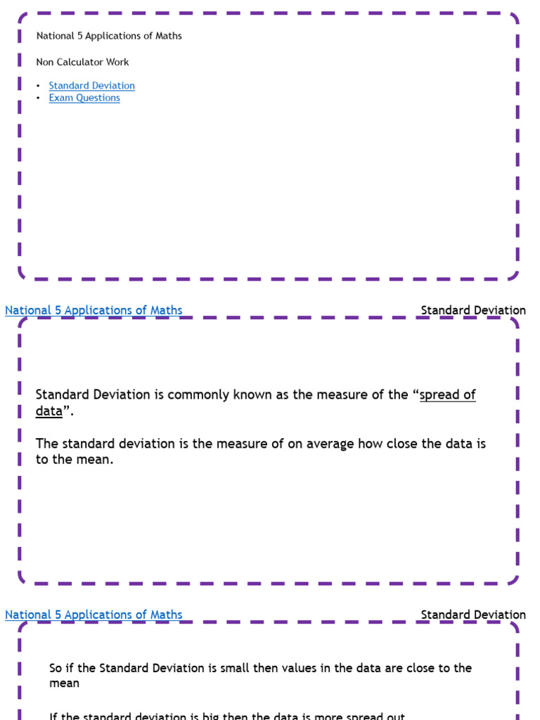 Standard Deviation in National 5 Maths | PDF | Standard Deviation ...