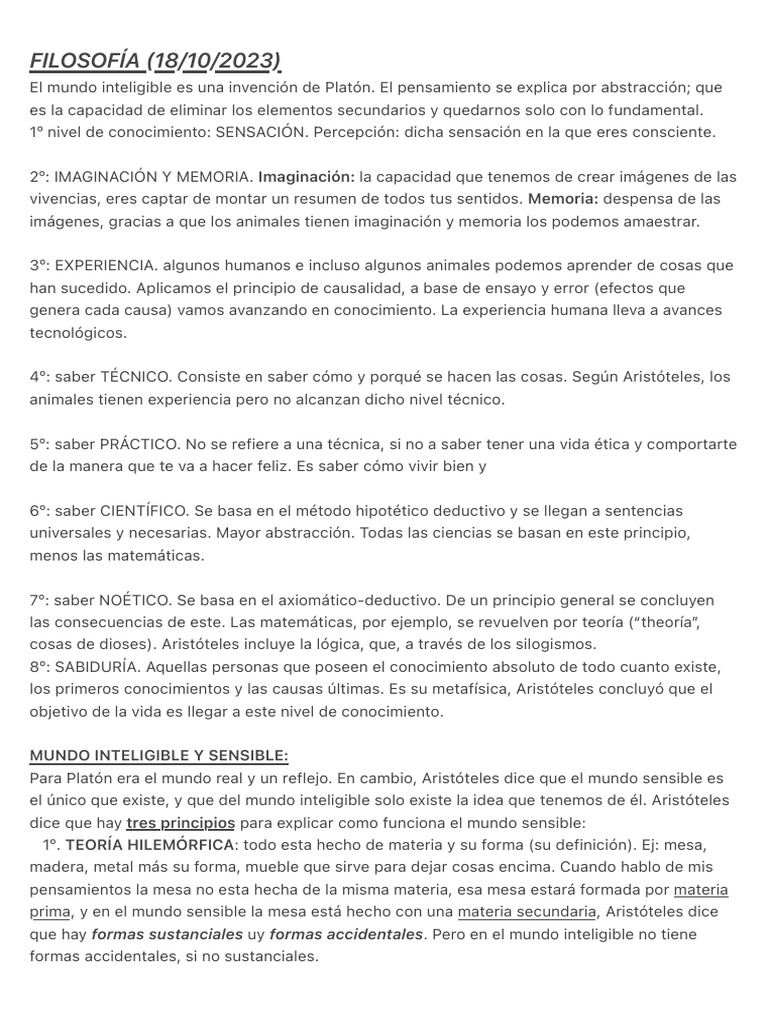 Filosofía 1ev Descargar Gratis Pdf Conocimiento Aristóteles