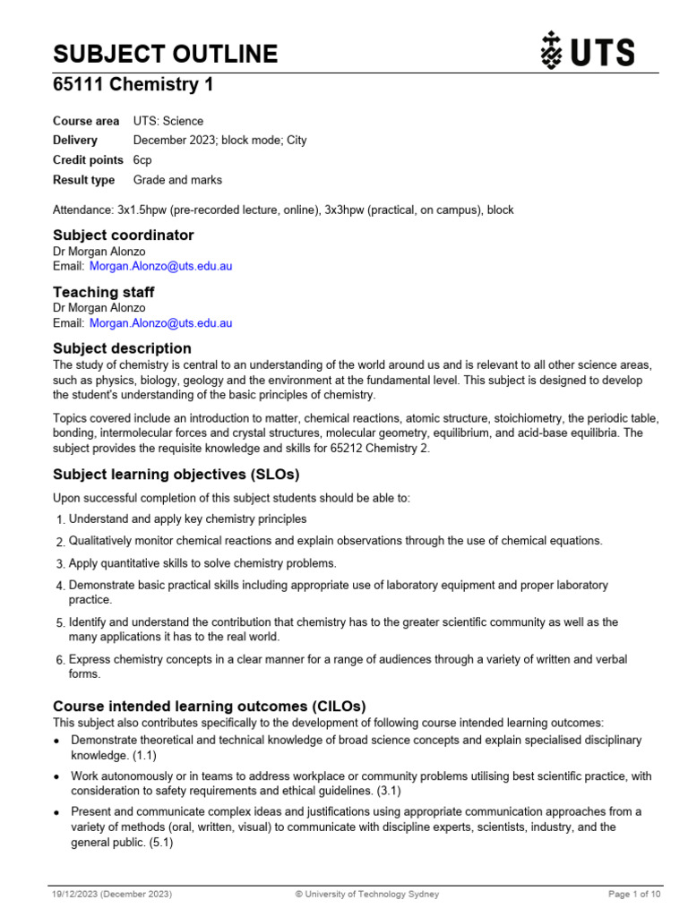 2023 - December - 65111 - Subject Outline | PDF