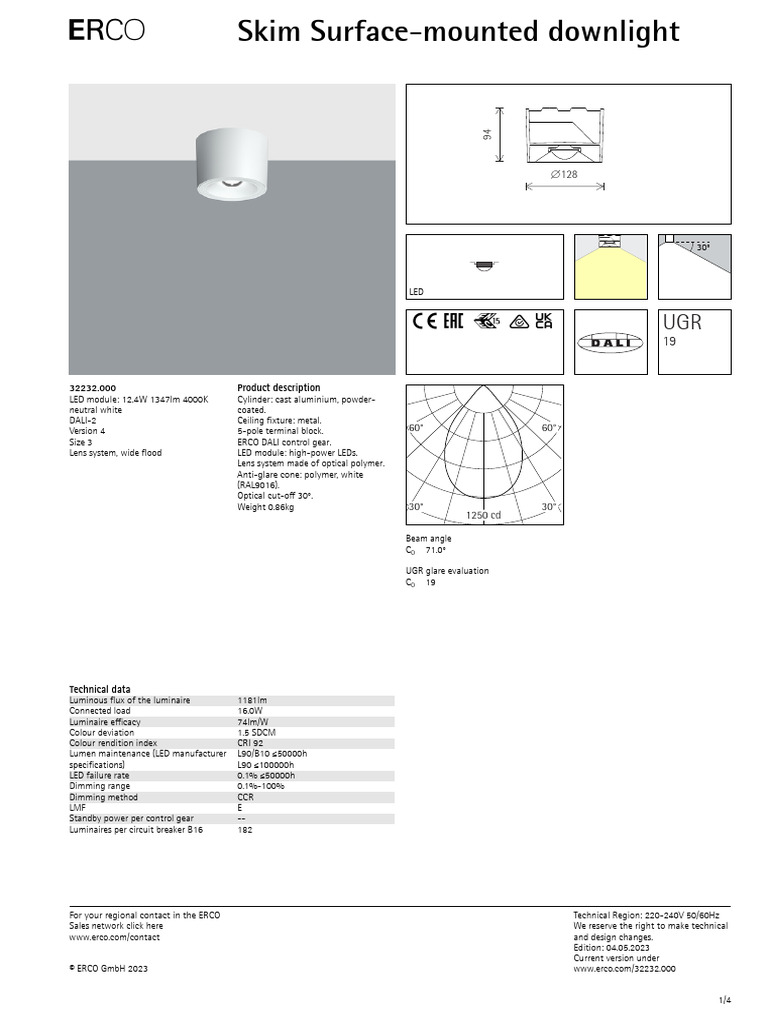 Erco 32232 000 en Specs | PDF | Lighting | Electrostatic Discharge