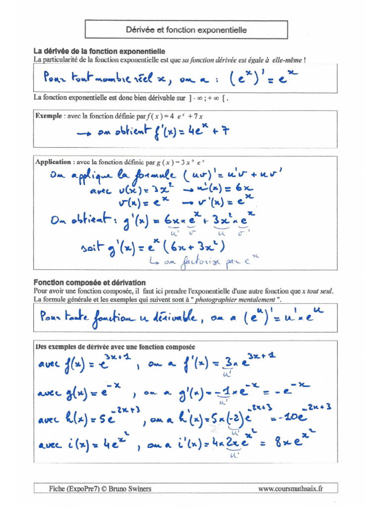 Derivee Et Fonction Exponentielle | PDF