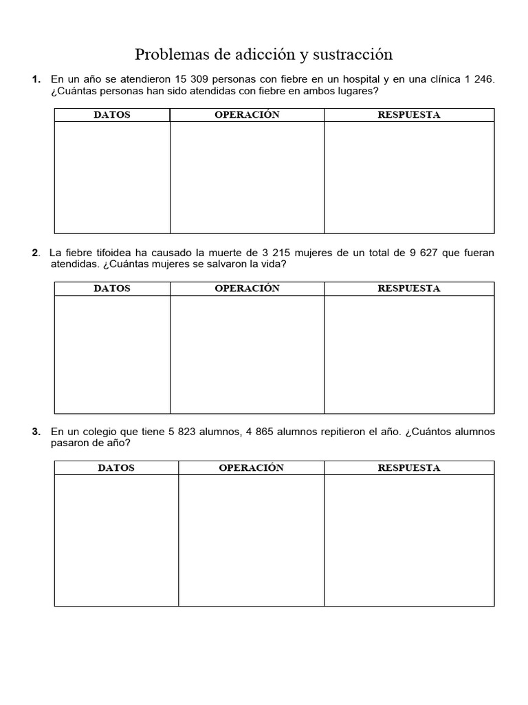 Problemas de Adición y Sustracción | PDF