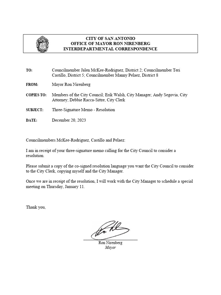Three-Signature Memo Submission Request | PDF