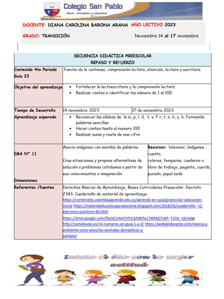Secuencia Didactica N23 Refuerzo Transicion | PDF | Escritura | Pedagogía