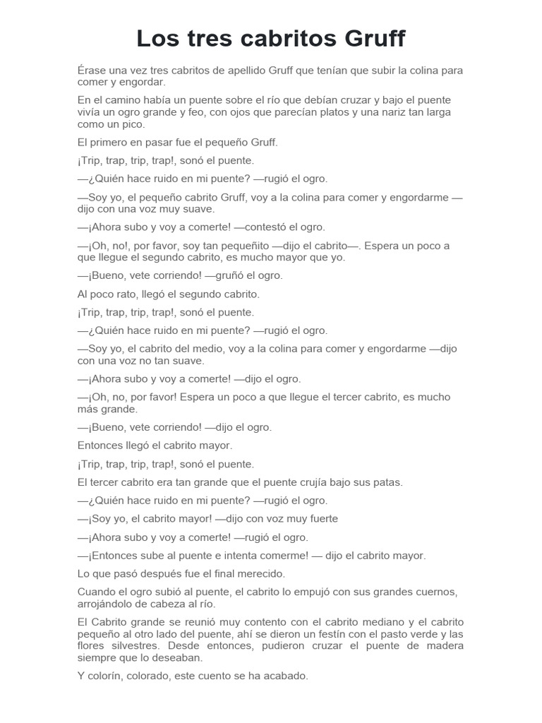 Los Tres Cabritos Gruff | PDF