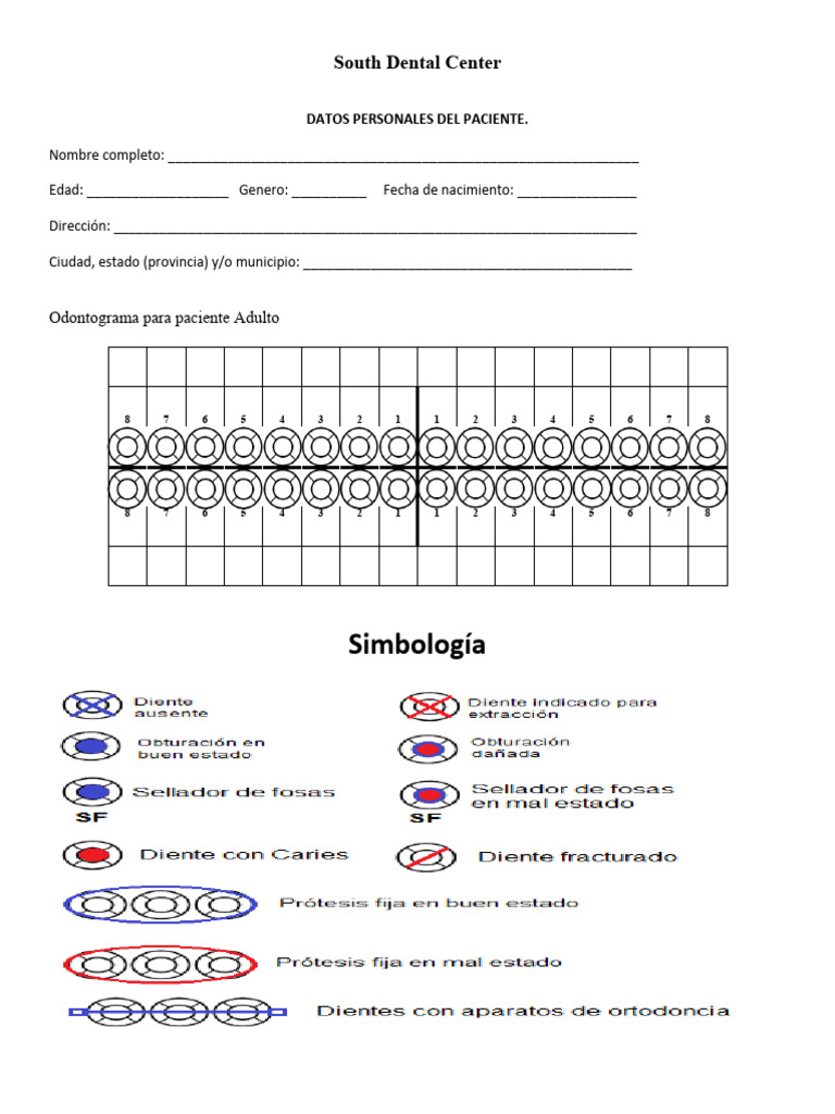 Plantilla de Odontograma HR Dental 2 | PDF