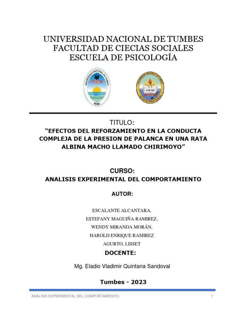 Revisado Informe Final .. | PDF | Sicología | Comportamiento