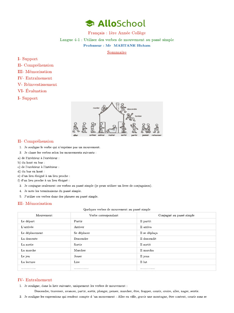 Utiliser Des Verbes de Mouvement Au Passe Simple 2 | PDF