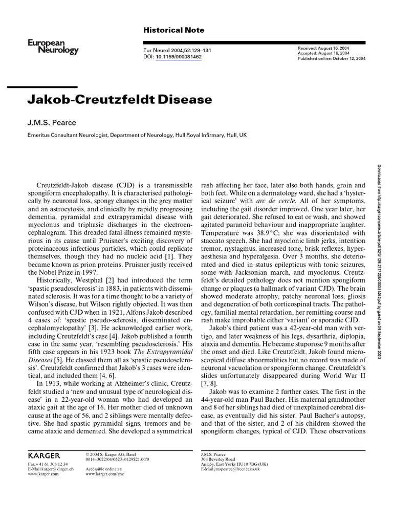 JCD - Hull Neurologist - 2004 | PDF