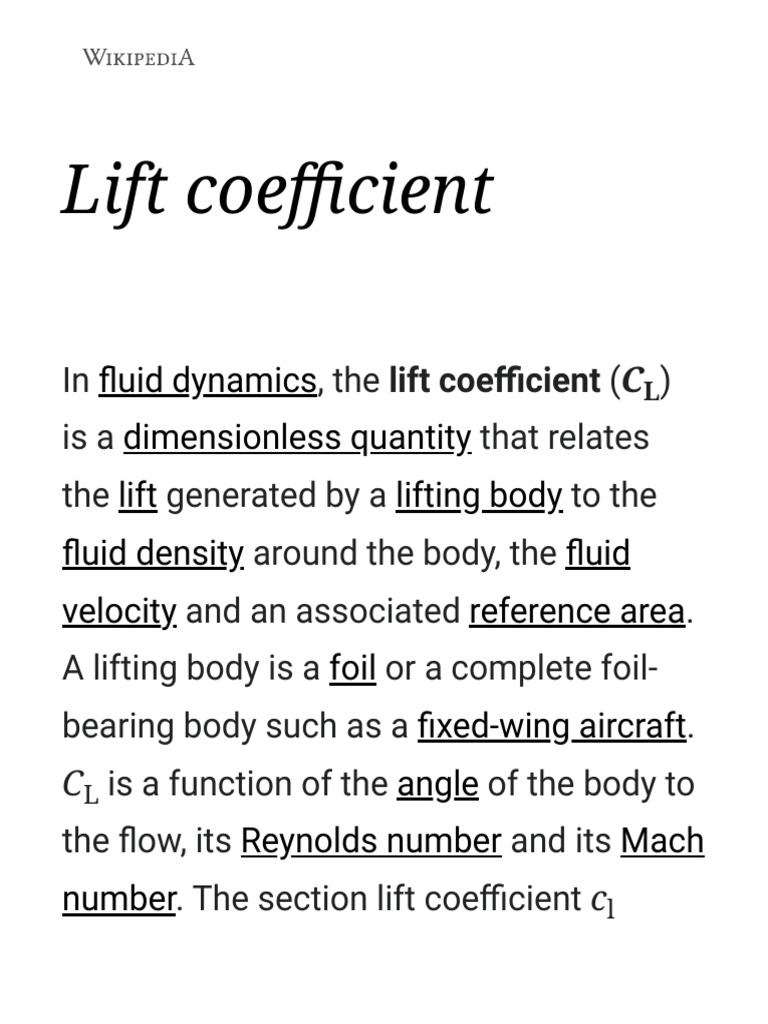 Understanding Lift Coefficient in Aerodynamics | PDF | Lift (Force ...