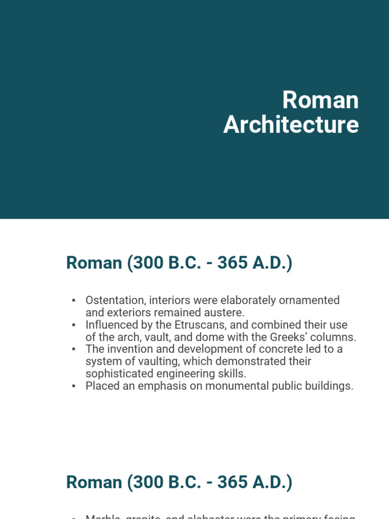 Roman Architecture | PDF | Column | Architectural Design