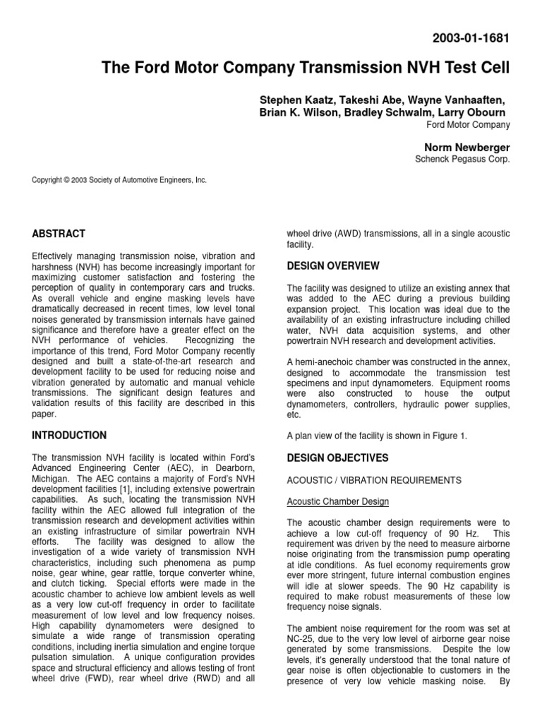 Test Cell Sae 2003 01 1681 Pdf Axle Four Wheel Drive