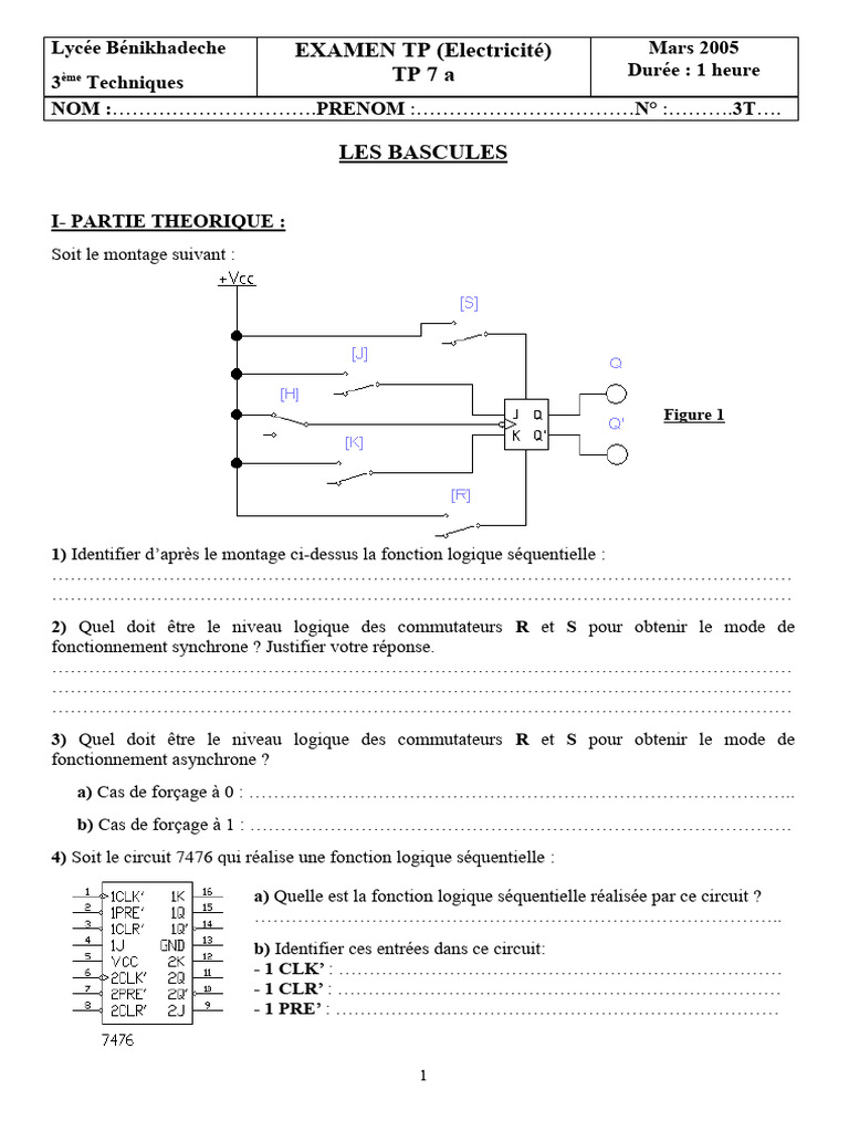 EXAMEN TP (Electricité) TP 7 A | PDF