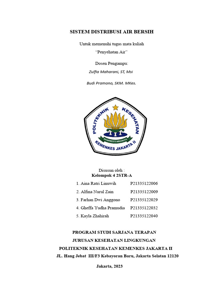 Makalah Sistem Distribusi Air Bersih | PDF