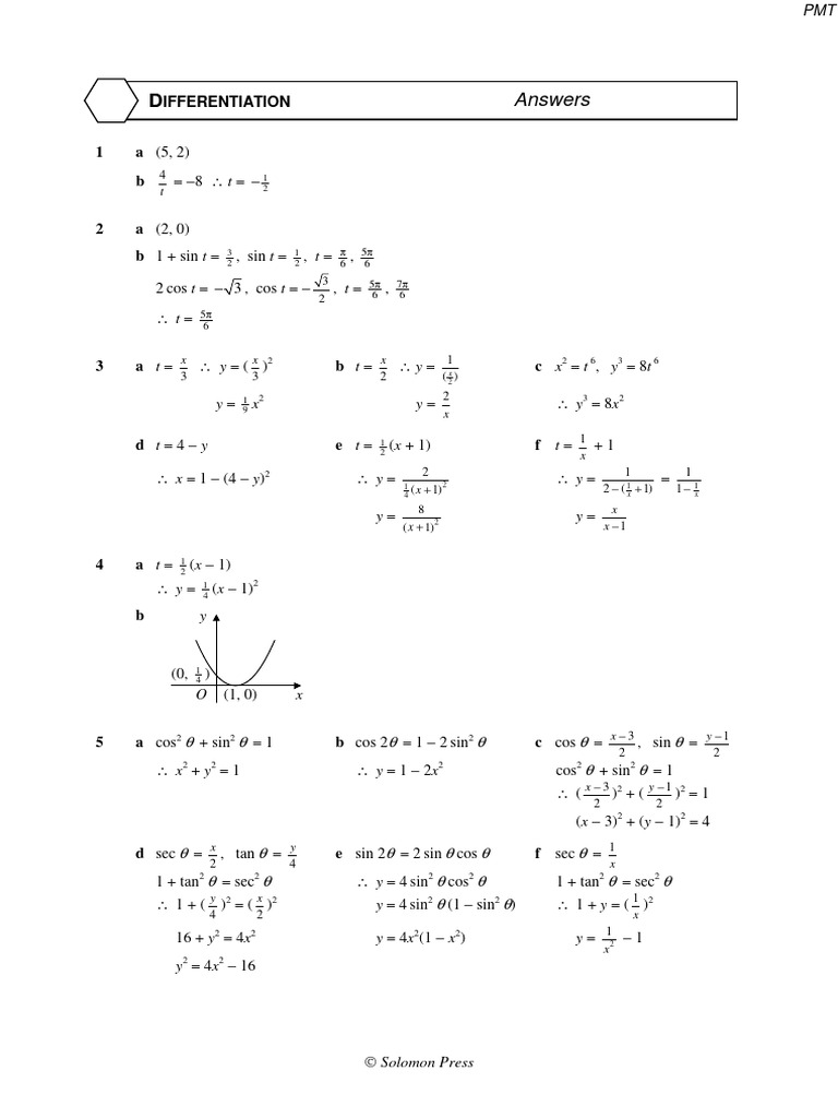 13b. Parametric Equations - Answers | PDF | Mathematical Objects | Geometry