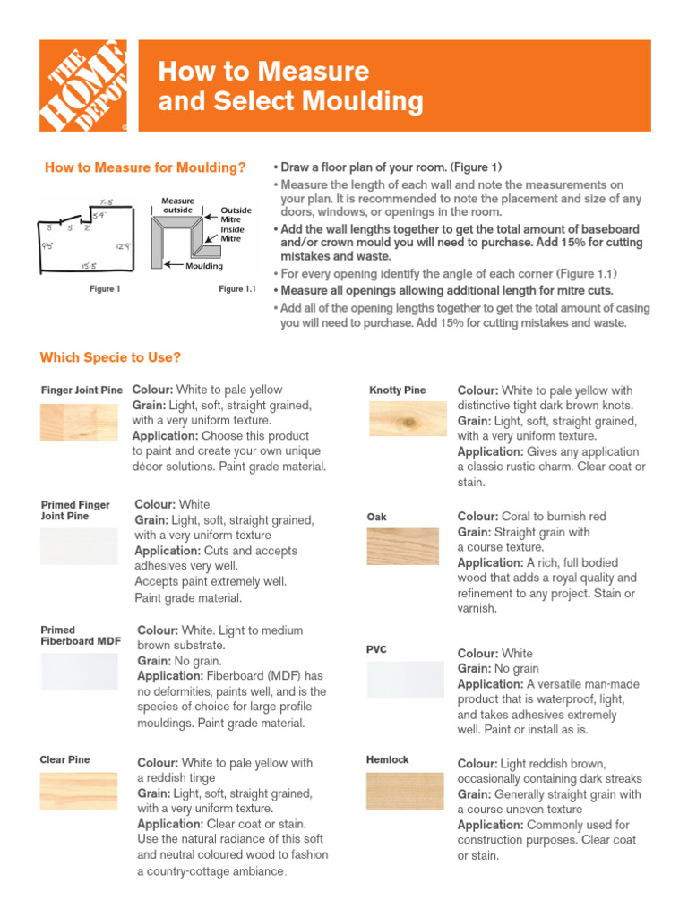 Moulding Measurement and Selection Guide | PDF | Wall | Wood