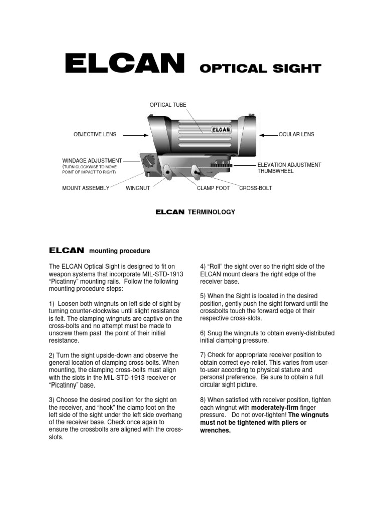 ELCAN 3 4x User Manual PDF Telescopic Sight Minute And Second