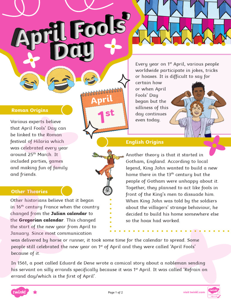 April Fools' Day: Origins & Traditions | PDF | History | Classics