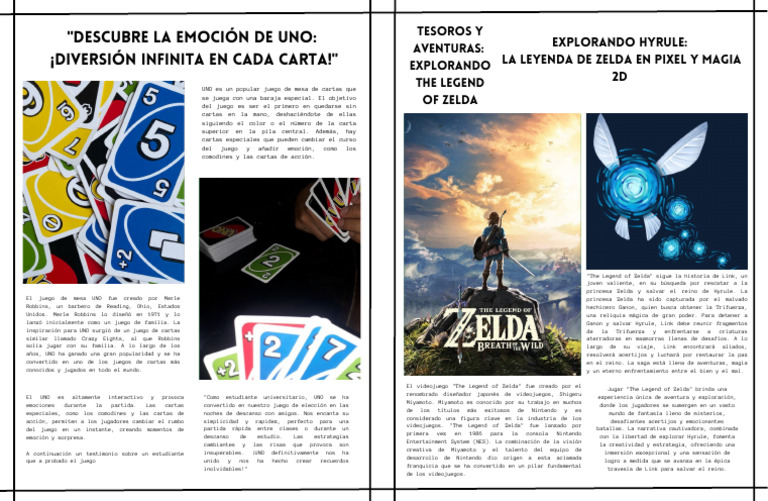 Proyecto Mini Revista | PDF | La leyenda de Zelda | Juego de azar