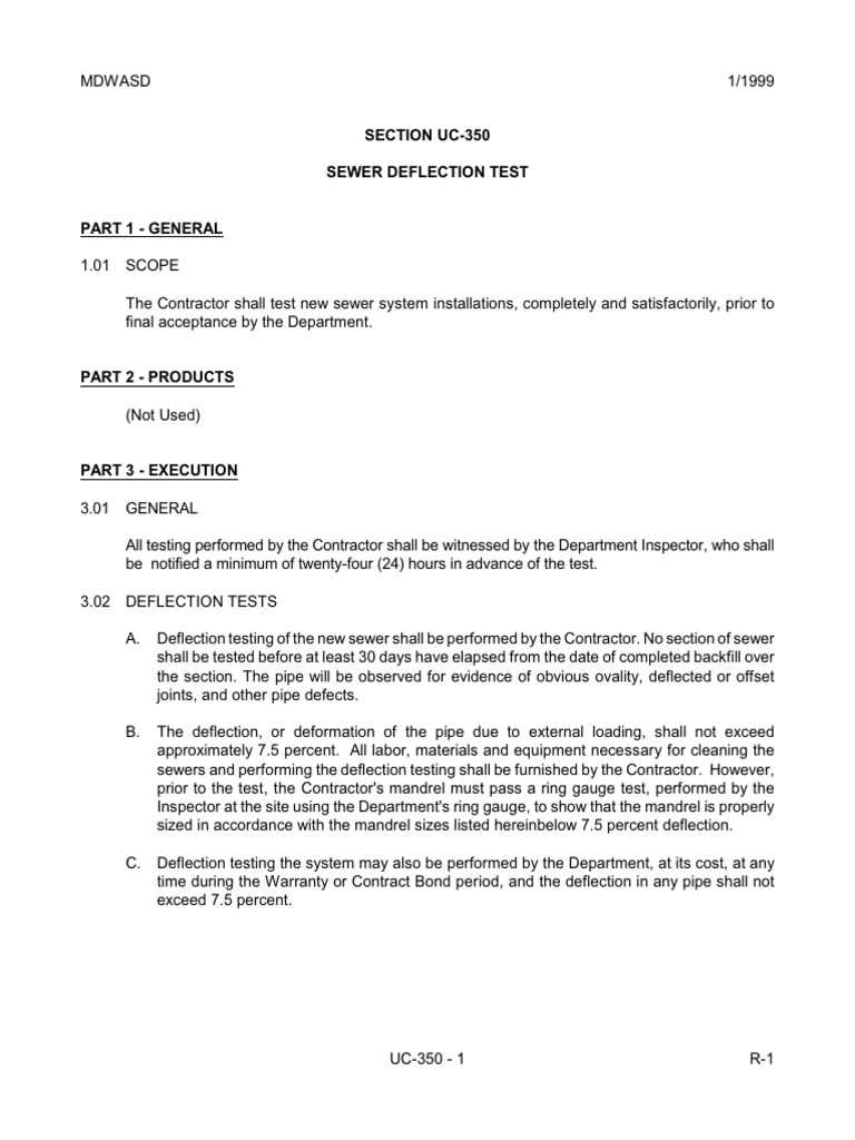 Sewer Deflection Testing Guidelines | PDF | Pipe (Fluid Conveyance ...