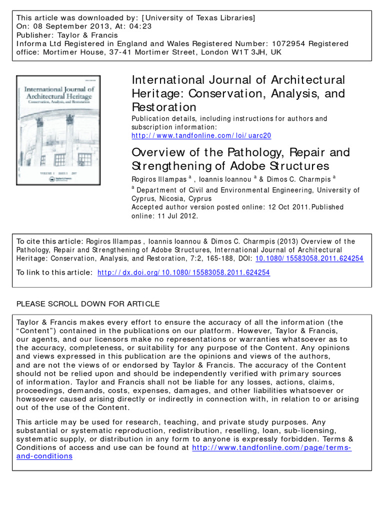 Overview of The Pathology, Repair Adobe Structures | PDF