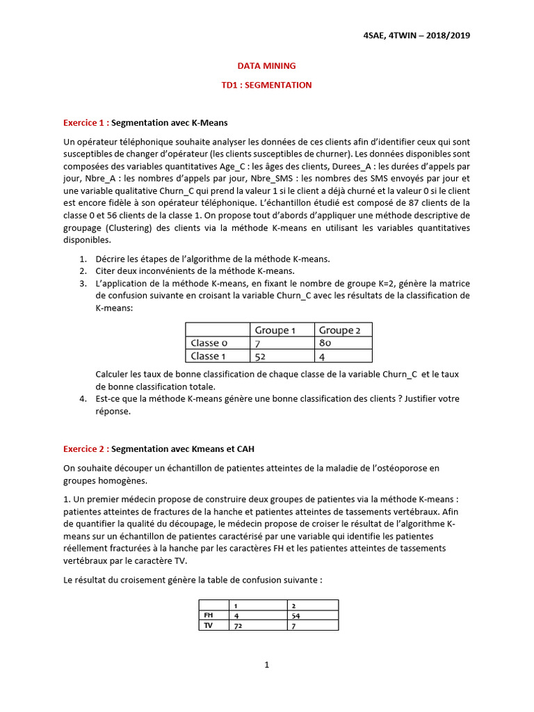 TD - Kmeans CAH | PDF