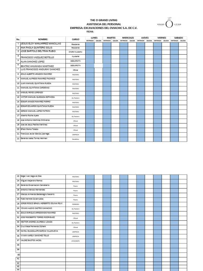 LISTA ASISTENCIA ejemplo | PDF