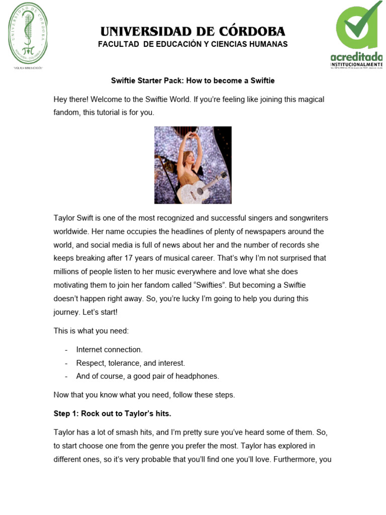 Swiftie Starter Pack | PDF | Taylor Swift