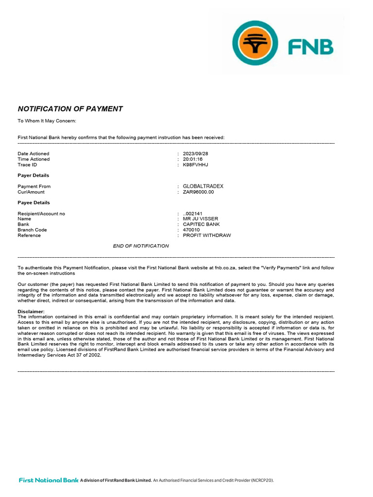 FNB Payment Notification | PDF | Business